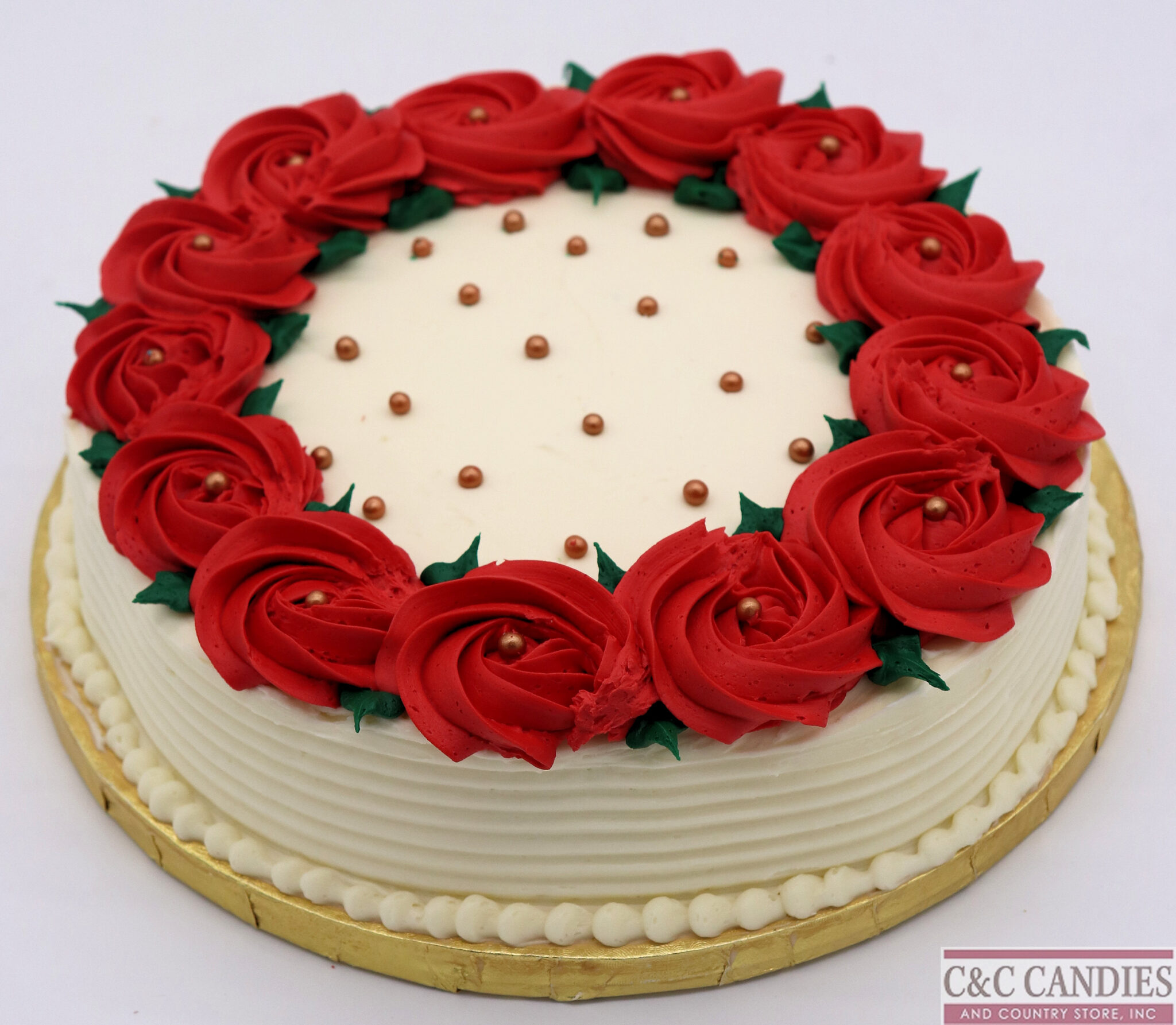 Red Rose Wreath Round Cake | C&C Candies